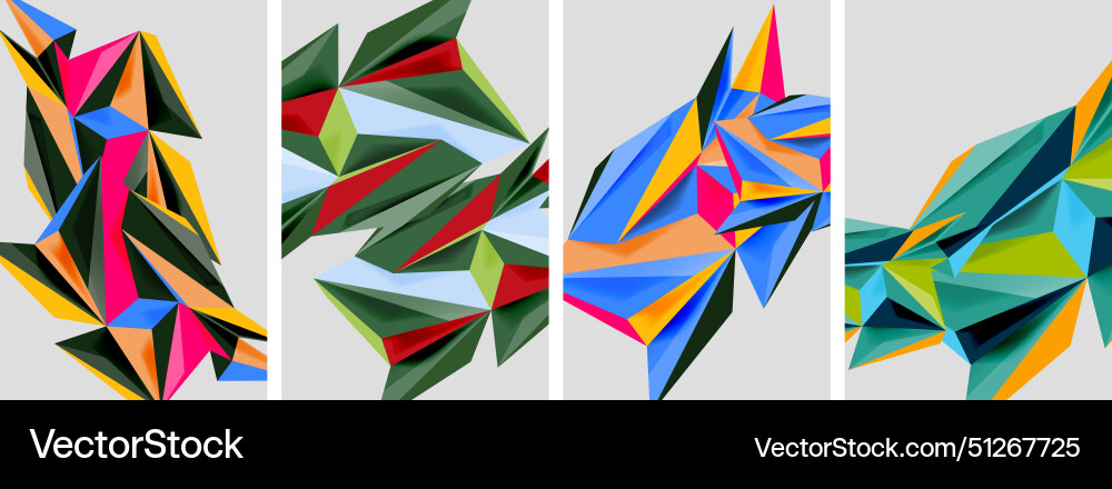 Set of mosaic triangle pattern abstract posters Vector Image