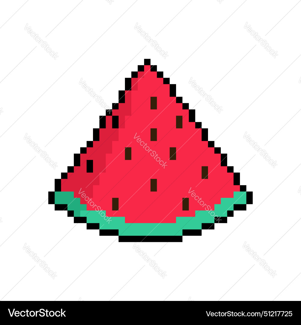Slice of watermelon pixel art 8 bit red melon Vector Image