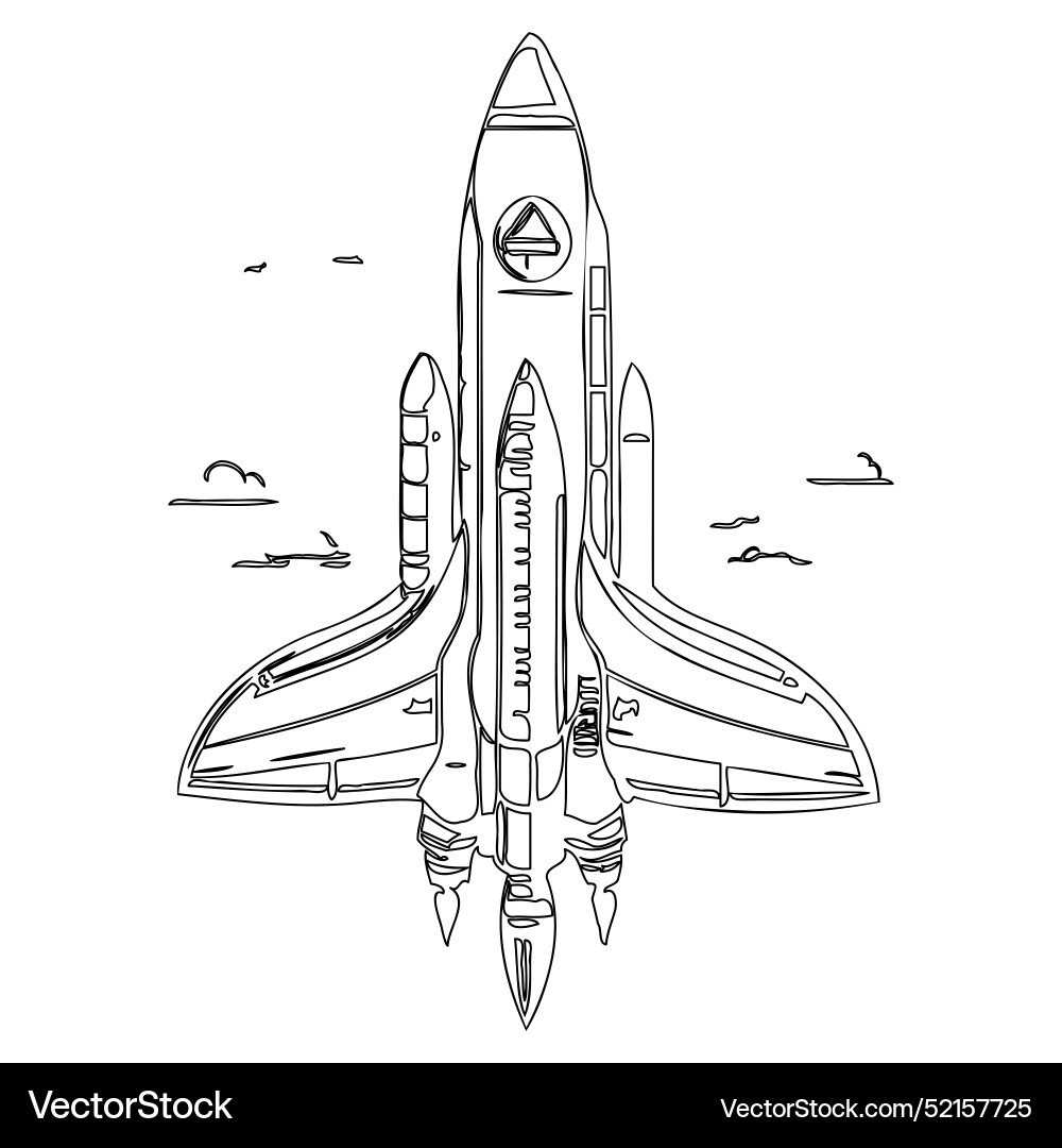 Space shuttle outline sketch Royalty Free Vector Image