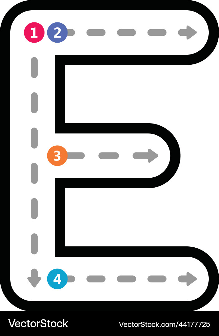 Tracing alphabet uppercase capital letter e Vector Image