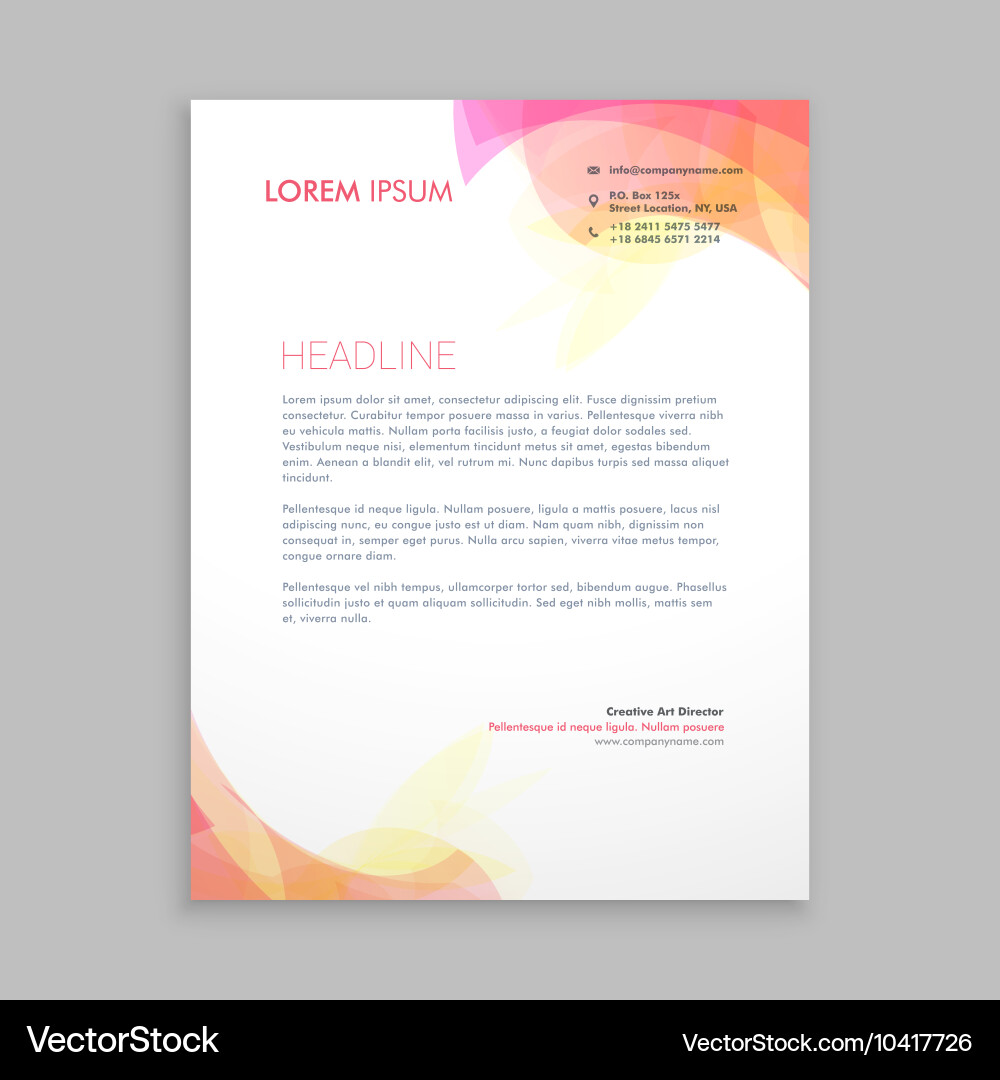 Abstract soft color shapes letterhead template Vector Image