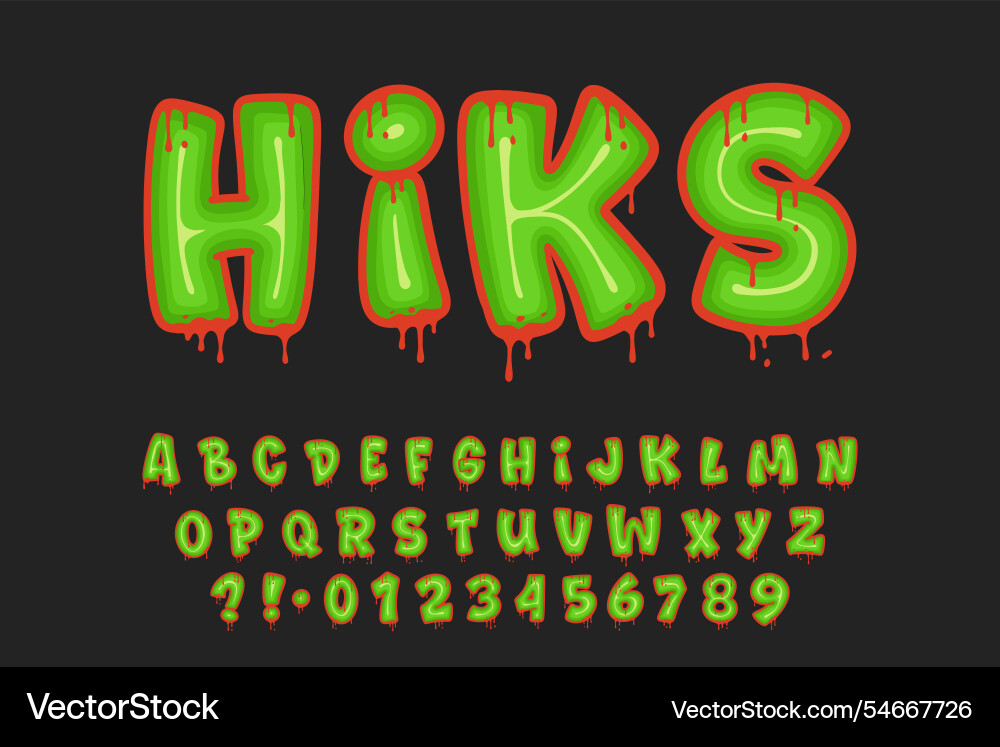 Alphabet green dripping red graffiti letter Vector Image