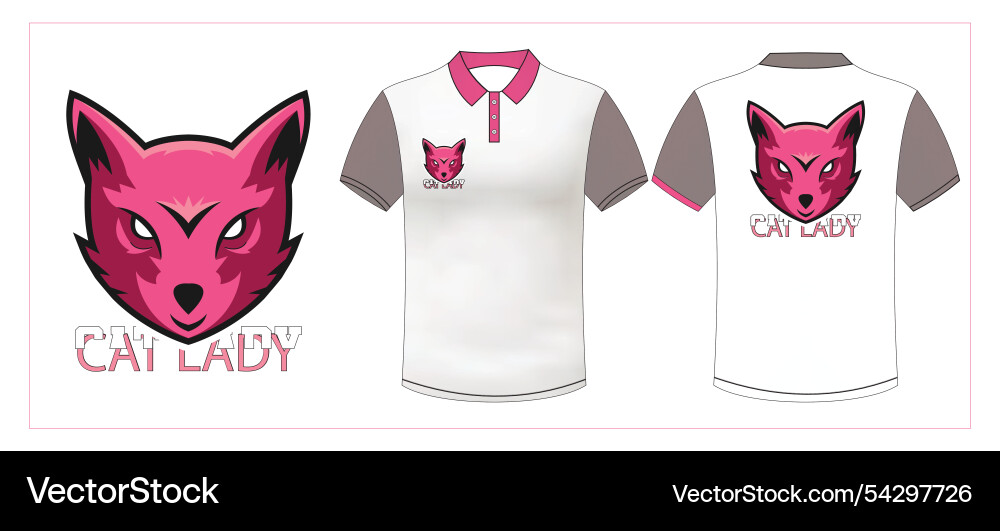 Cat lady logo with jersey mock up Royalty Free Vector Image