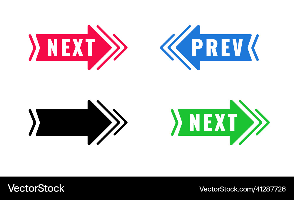 Color arrows with world next and previous modern Vector Image
