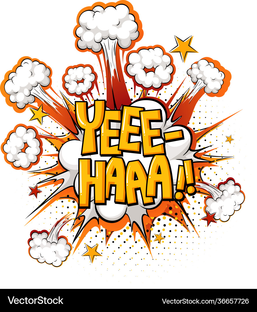 Comic speech bubble with yee-haa text Royalty Free Vector