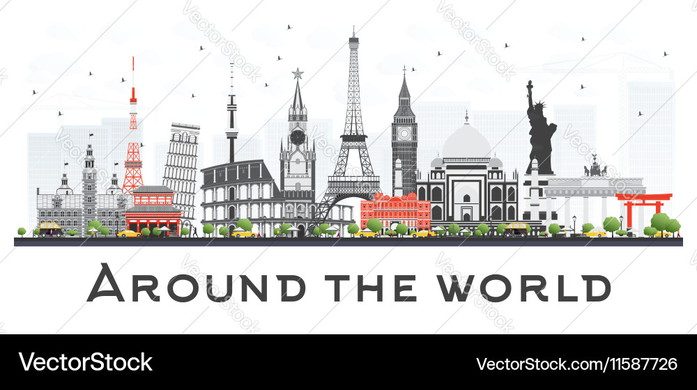 Global City Skyline Travel Royalty Free Vector Image