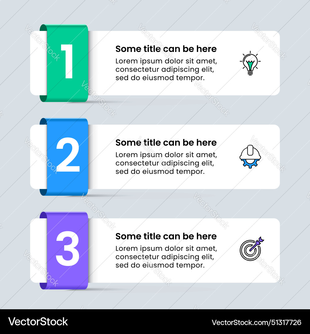 Infographic template 3 standing white rectangular Vector Image