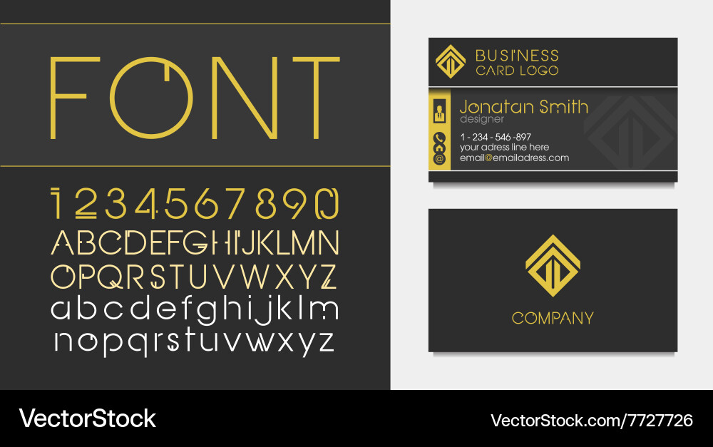 Linear font - business card and logo Royalty Free Vector
