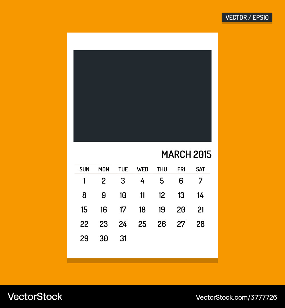 March 2015 calendar Royalty Free Vector Image - VectorStock