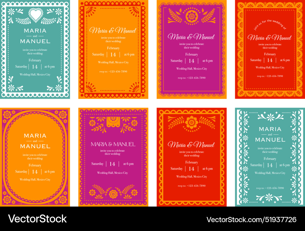 Mexican Wedding Fiesta Collection Royalty Free Vector Image