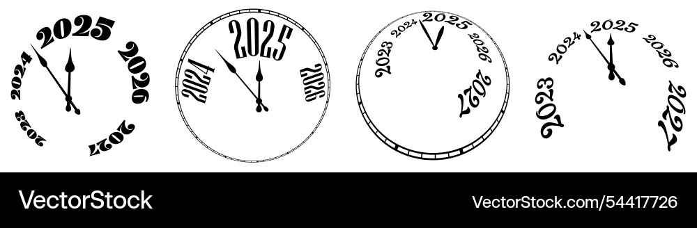 Minimalist clock designs with year transitions Vector Image
