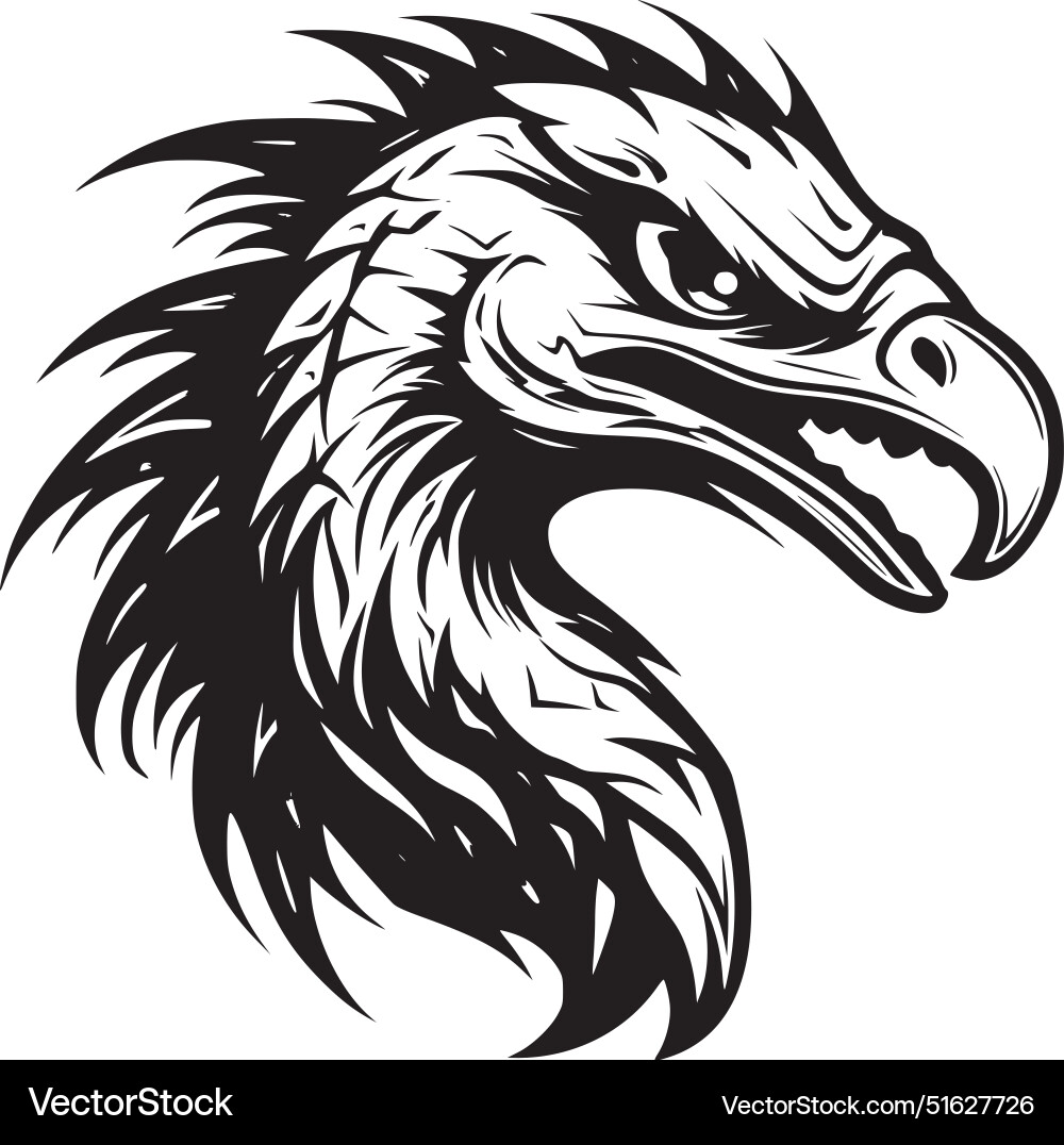 Raptor - black and white Royalty Free Vector Image