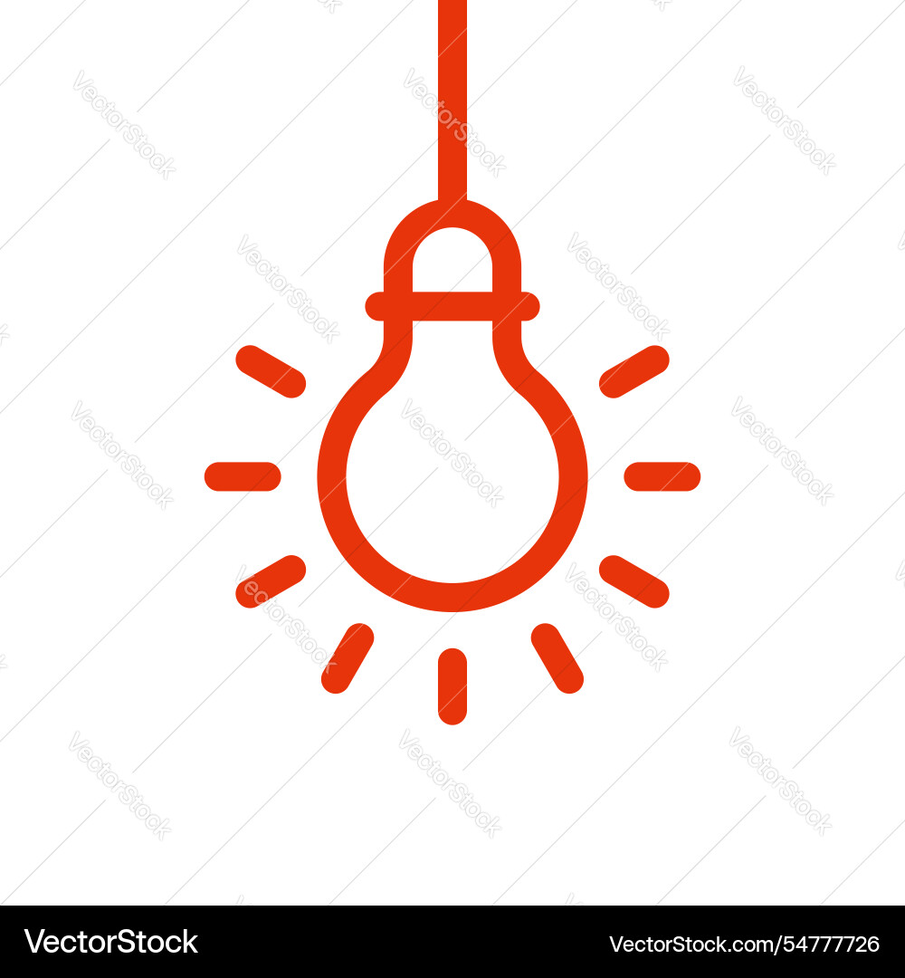 Red hanging light bulb like insight symbol Vector Image