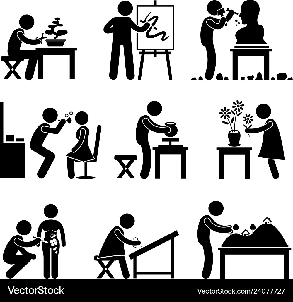 Art artistic work job occupation stick figure Vector Image