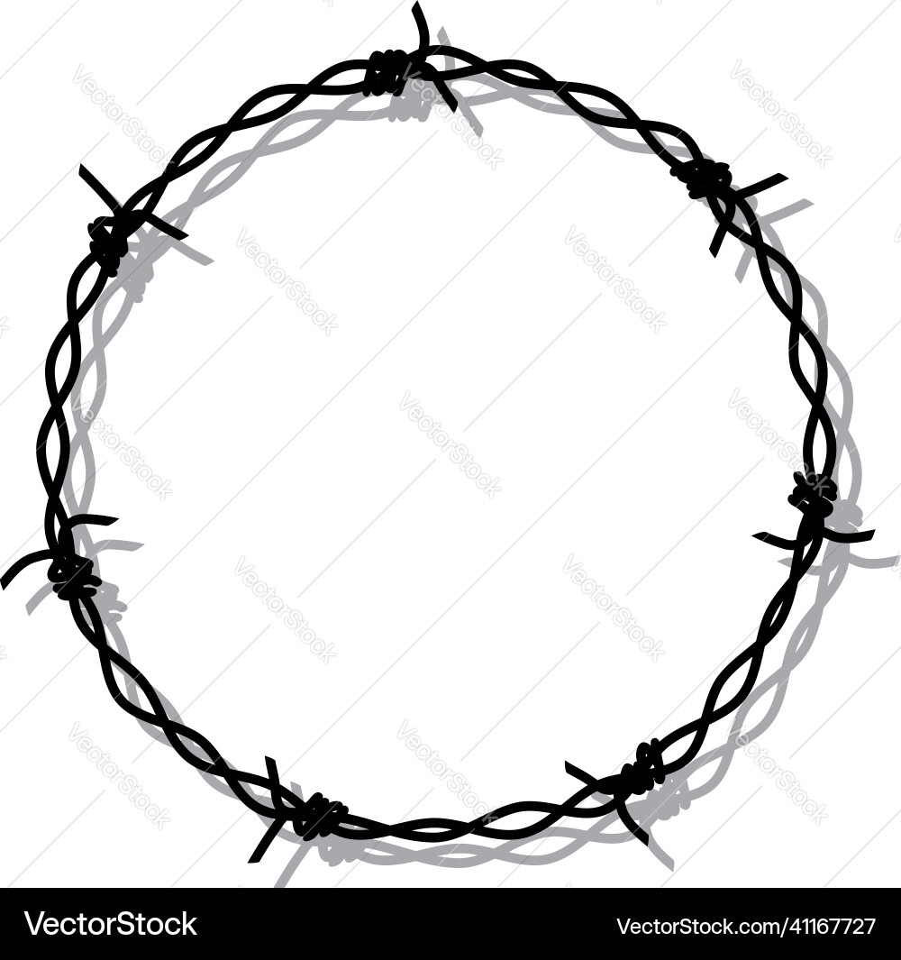 Barbed wire round frame border Royalty Free Vector Image