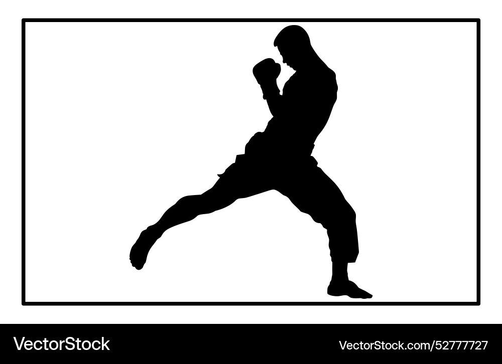 Boxing man silhouette kickbox Royalty Free Vector Image