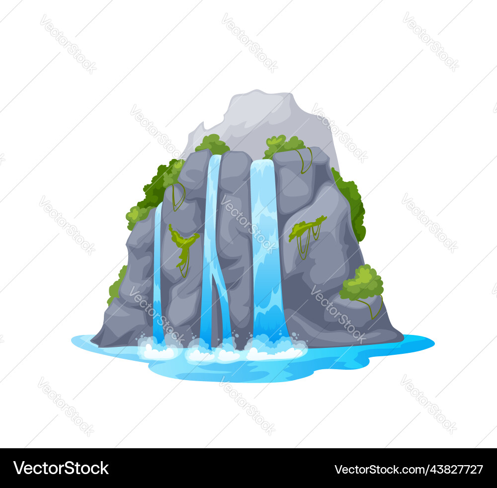 Cartoon water cascade isolated mountain waterfall Vector Image
