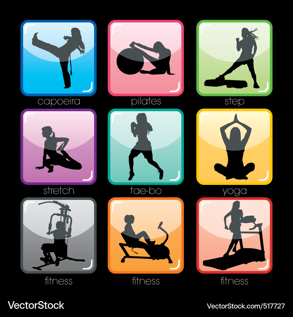 Fitness buttons set Royalty Free Vector Image - VectorStock