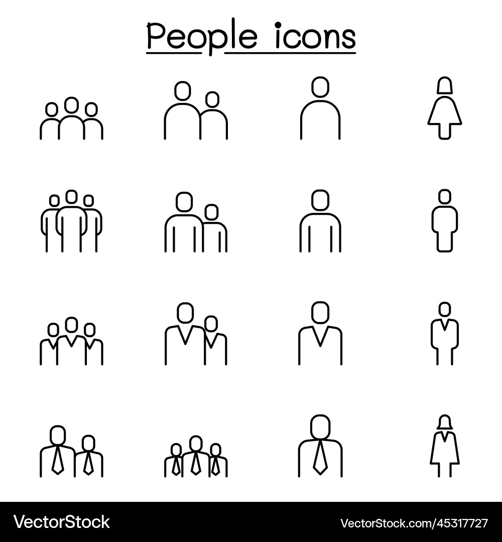 People icon set in thin line style Royalty Free Vector Image