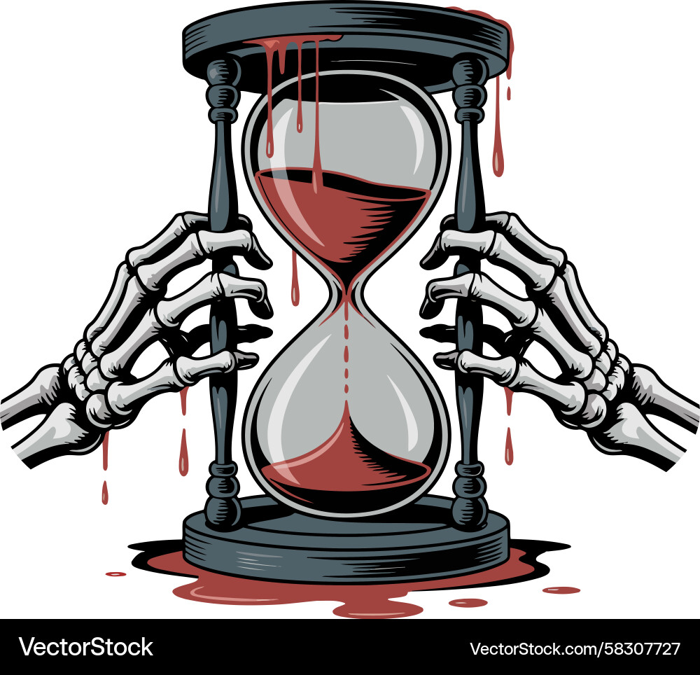 Skeleton Hourglass of Mortality Royalty Free Vector Image
