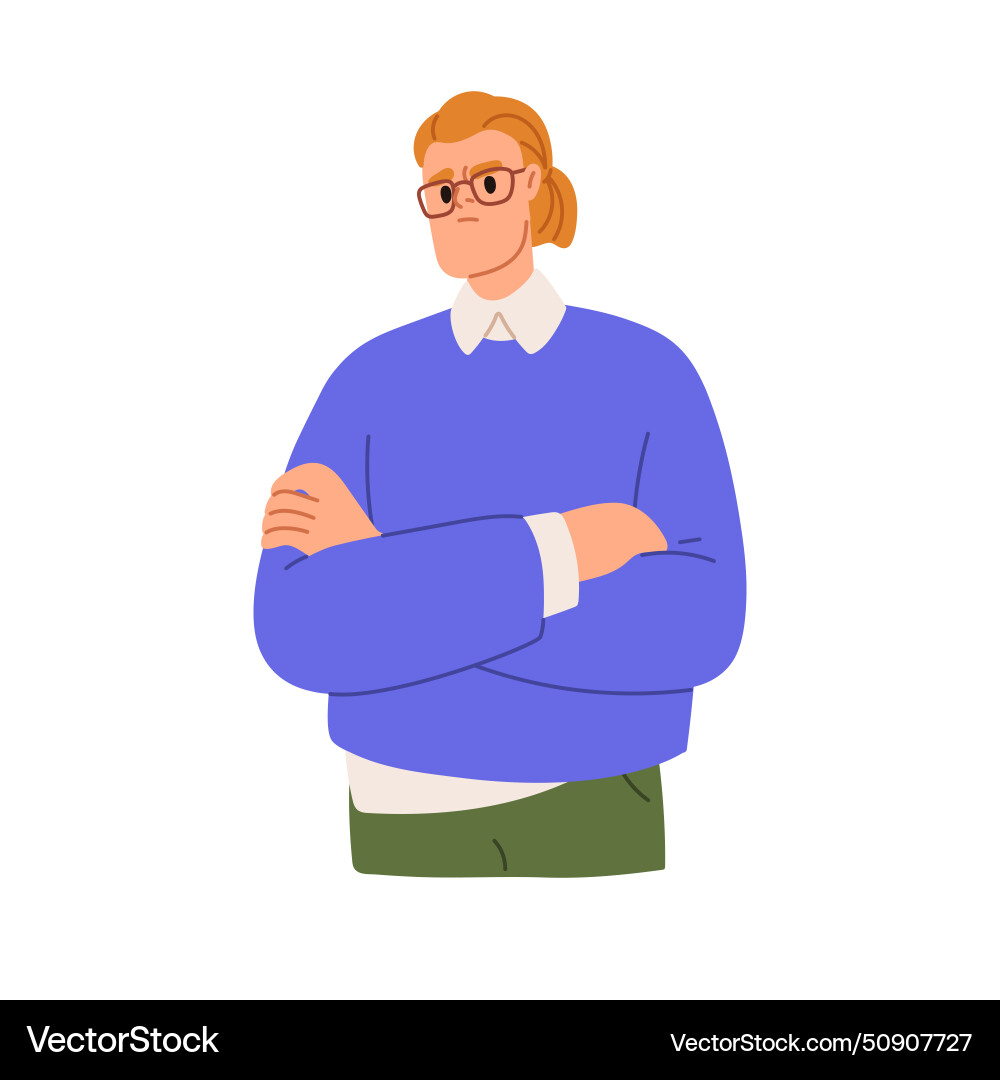 Suspicious doubting man serious skeptical face Vector Image