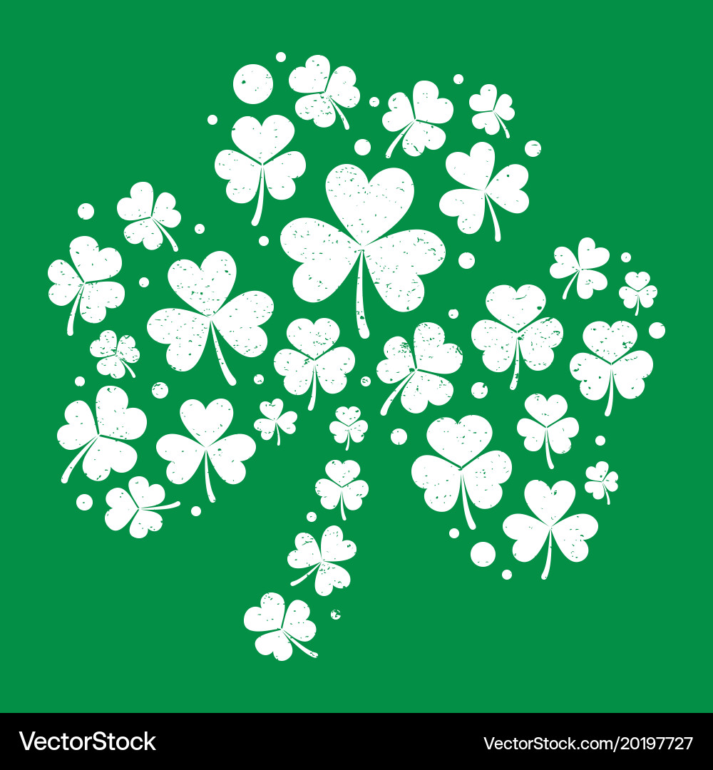 White distressed shamrock shape Royalty Free Vector Image