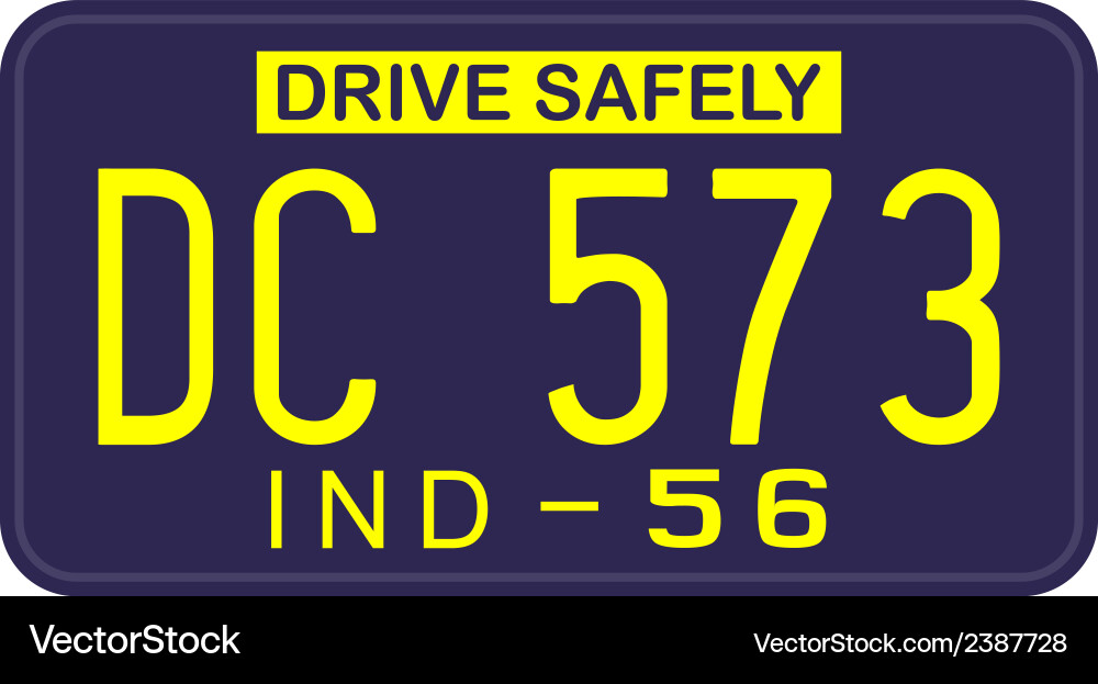 1956 Indiana License Plate Royalty Free Vector Image