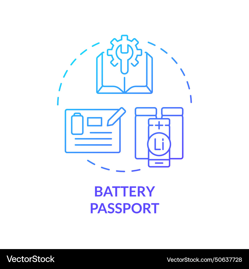 Battery passport blue gradient concept icon Vector Image