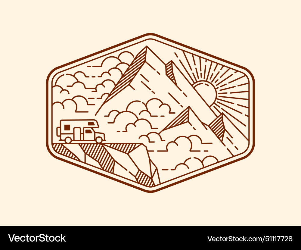 Beautiful nature line art template Royalty Free Vector Image