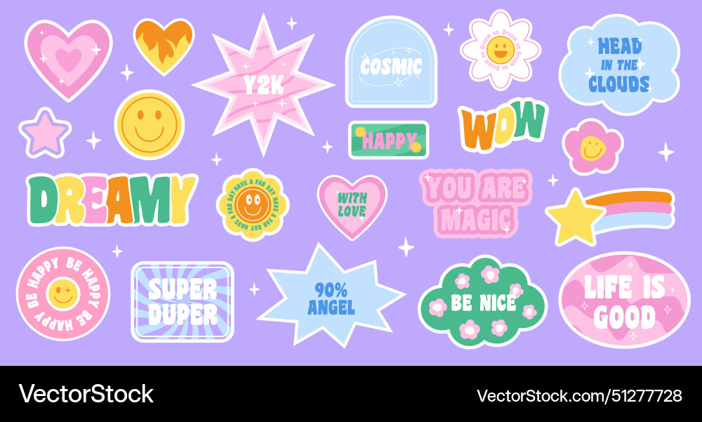 Collection of cool cute stickers Royalty Free Vector Image
