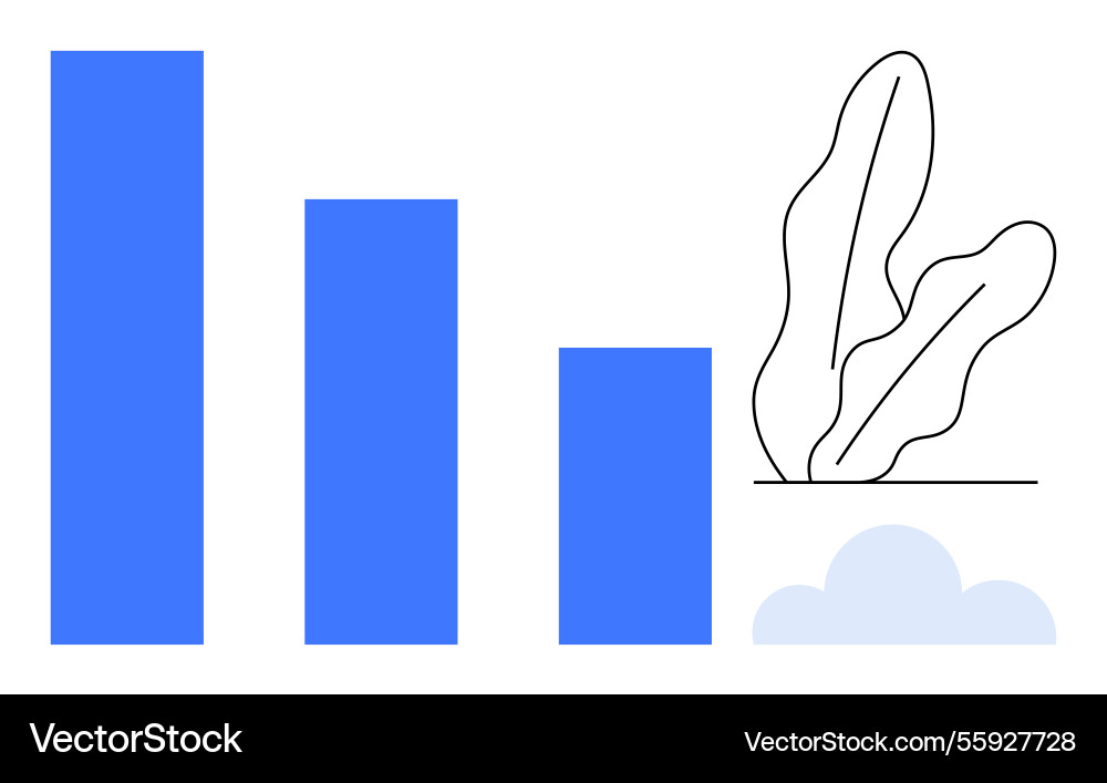 Declining bar chart with minimalist plant Vector Image