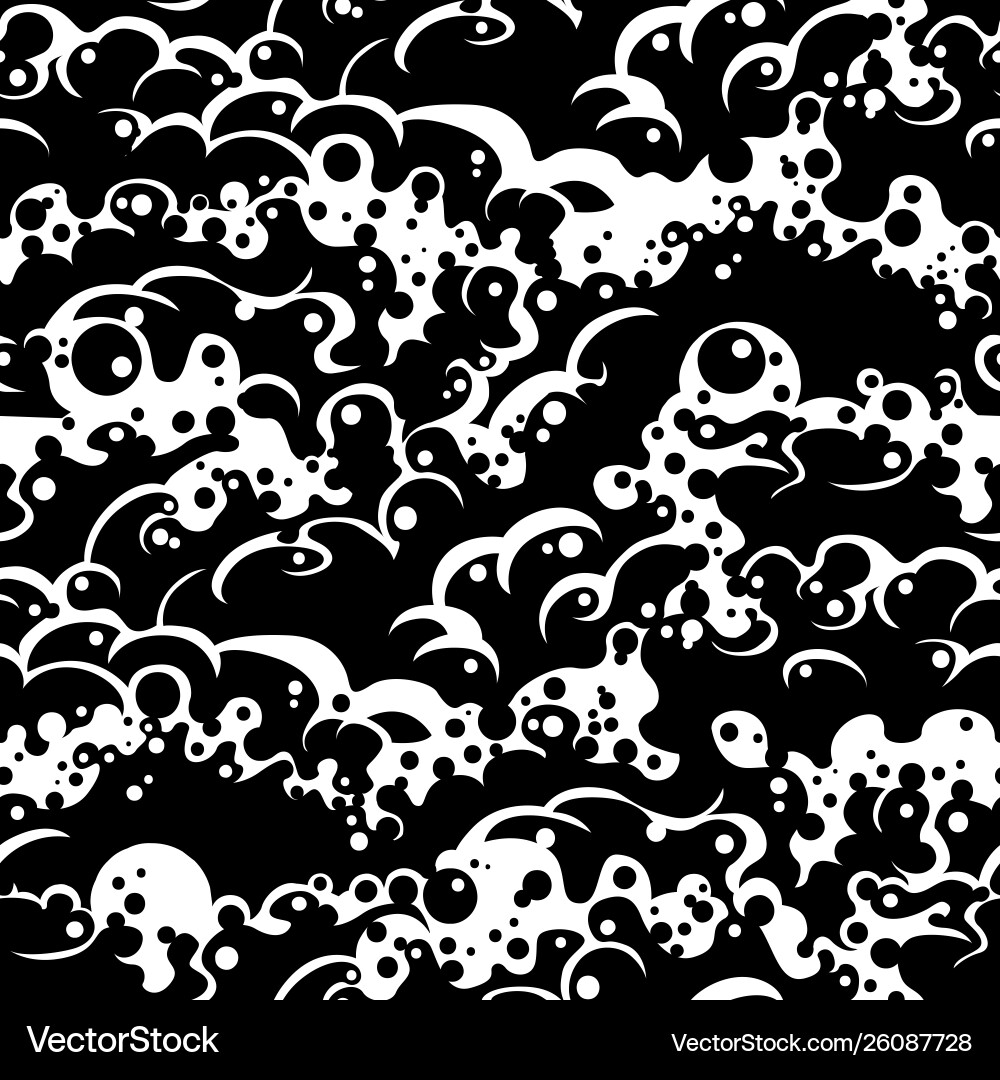 Foam and bubbles seamless pattern waves Royalty Free Vector