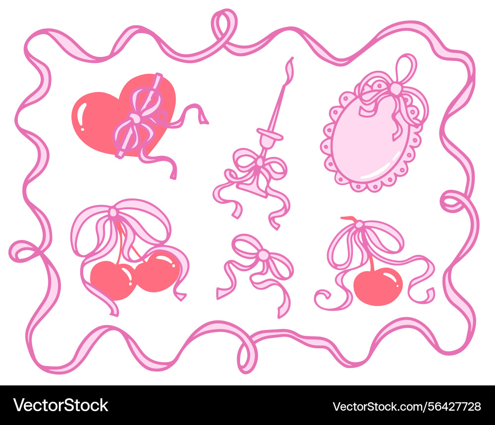 Hand-drawn coquette elements set for wedding Vector Image