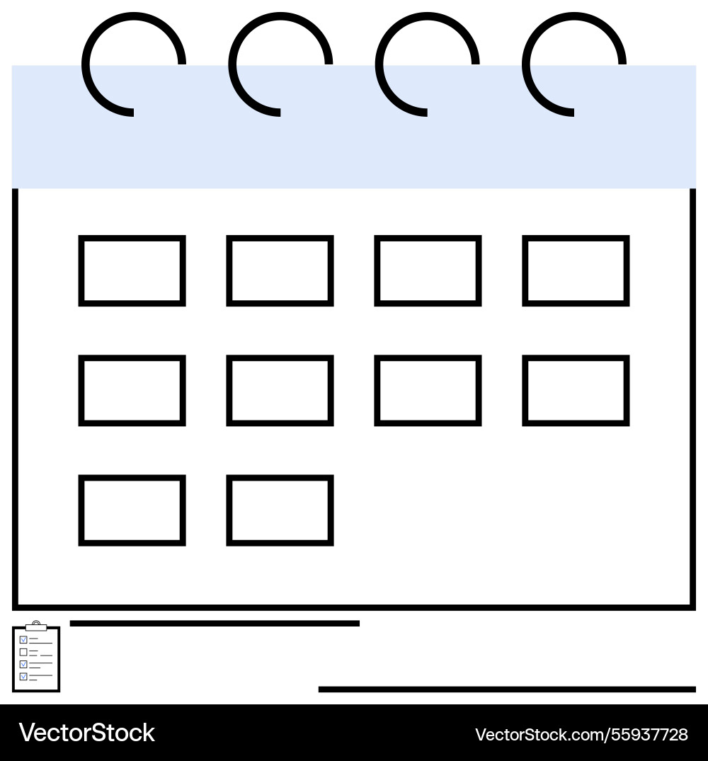 Minimalist calendar design with circular rings Vector Image