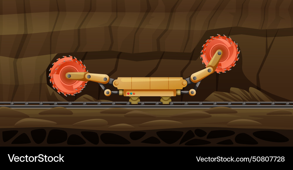 Mining grinder cartoon composition Royalty Free Vector Image