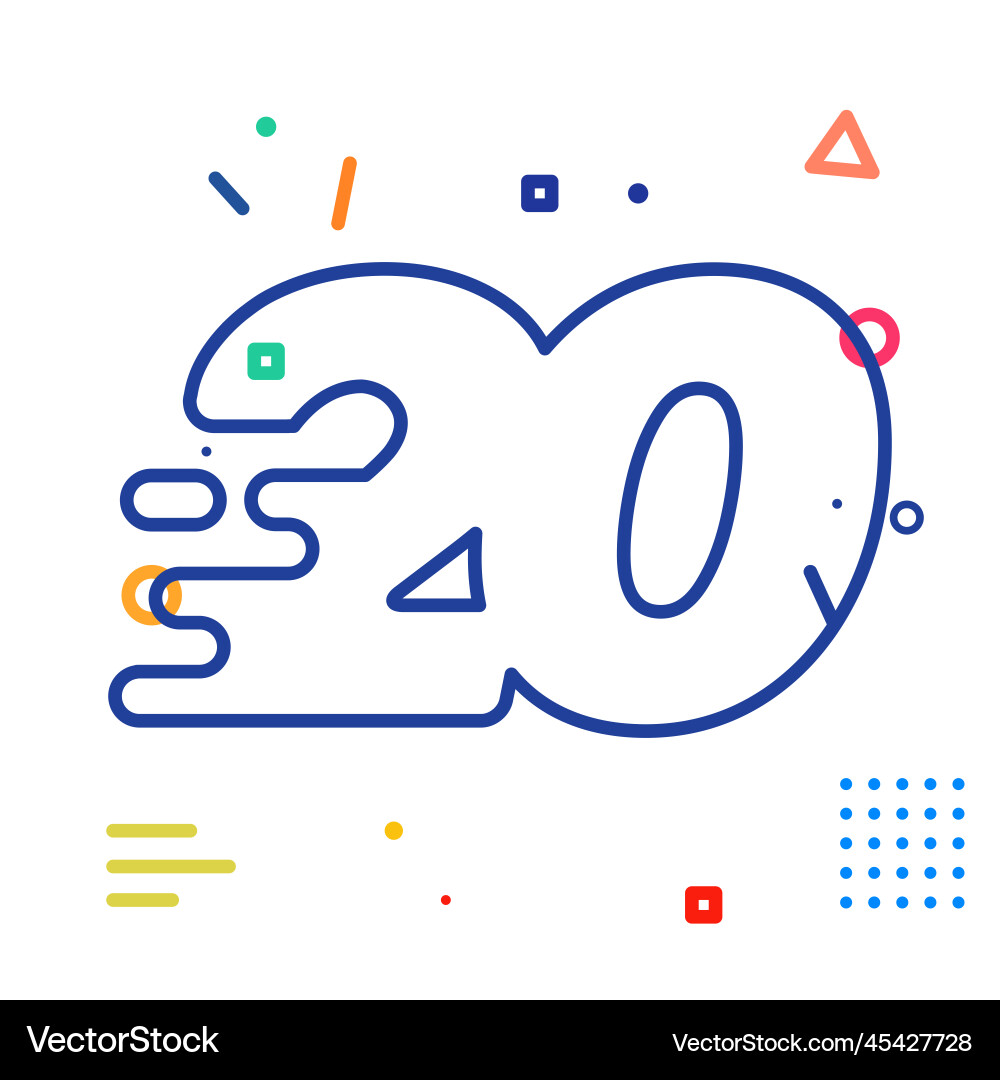 Number 20 line fast icon logo Royalty Free Vector Image