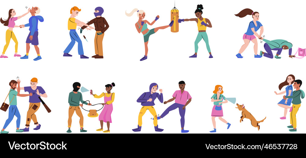 Self defence icon set Royalty Free Vector Image
