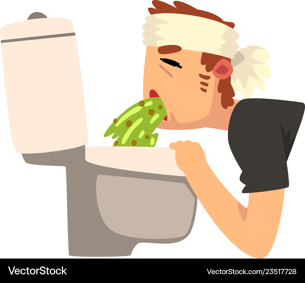 Sick Man Vomiting Royalty Free Vector Image - VectorStock