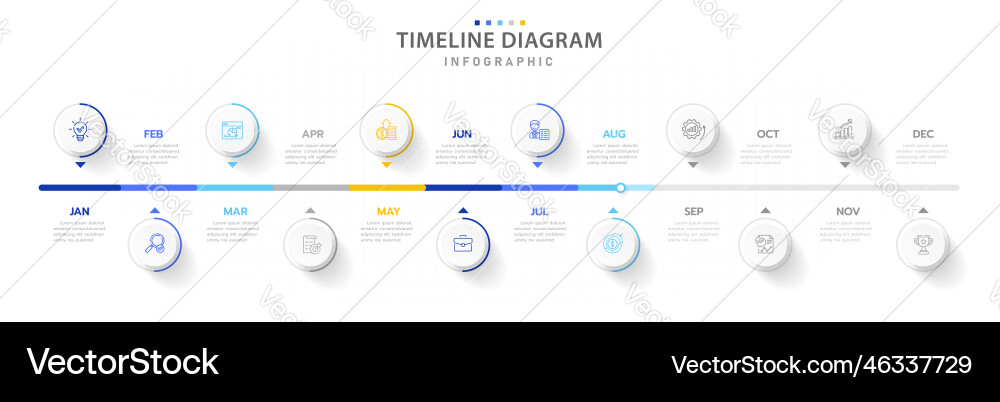 12 Month Timeline Calendar Chart – Royalty-Free Vector | VectorStock