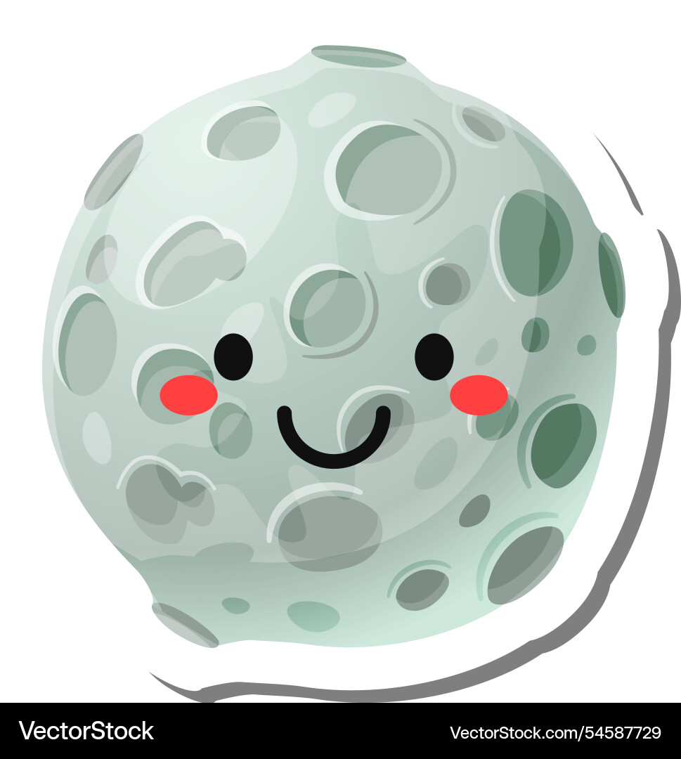 Cartoon moon with craters and a smiling face Vector Image