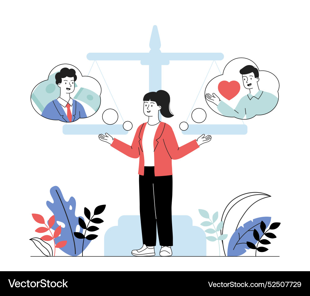 Choice between men young girl choose partner Vector Image