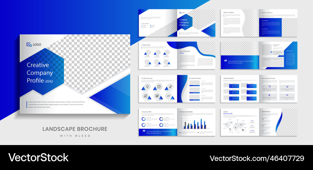 Company profile landscape brochure template Vector Image