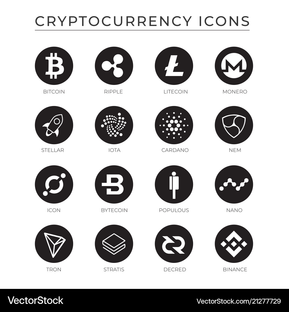 Cryptocurrency icons set Royalty Free Vector Image