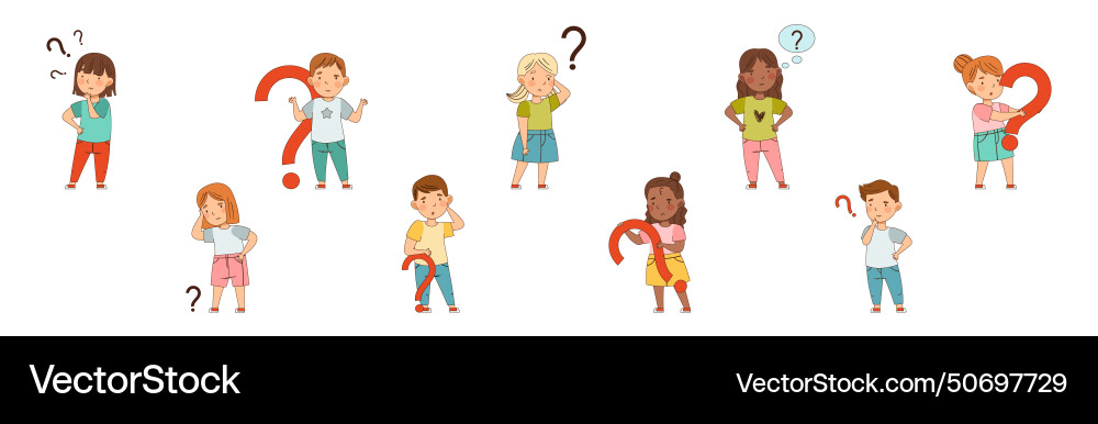 Curious kid character with question mark Vector Image