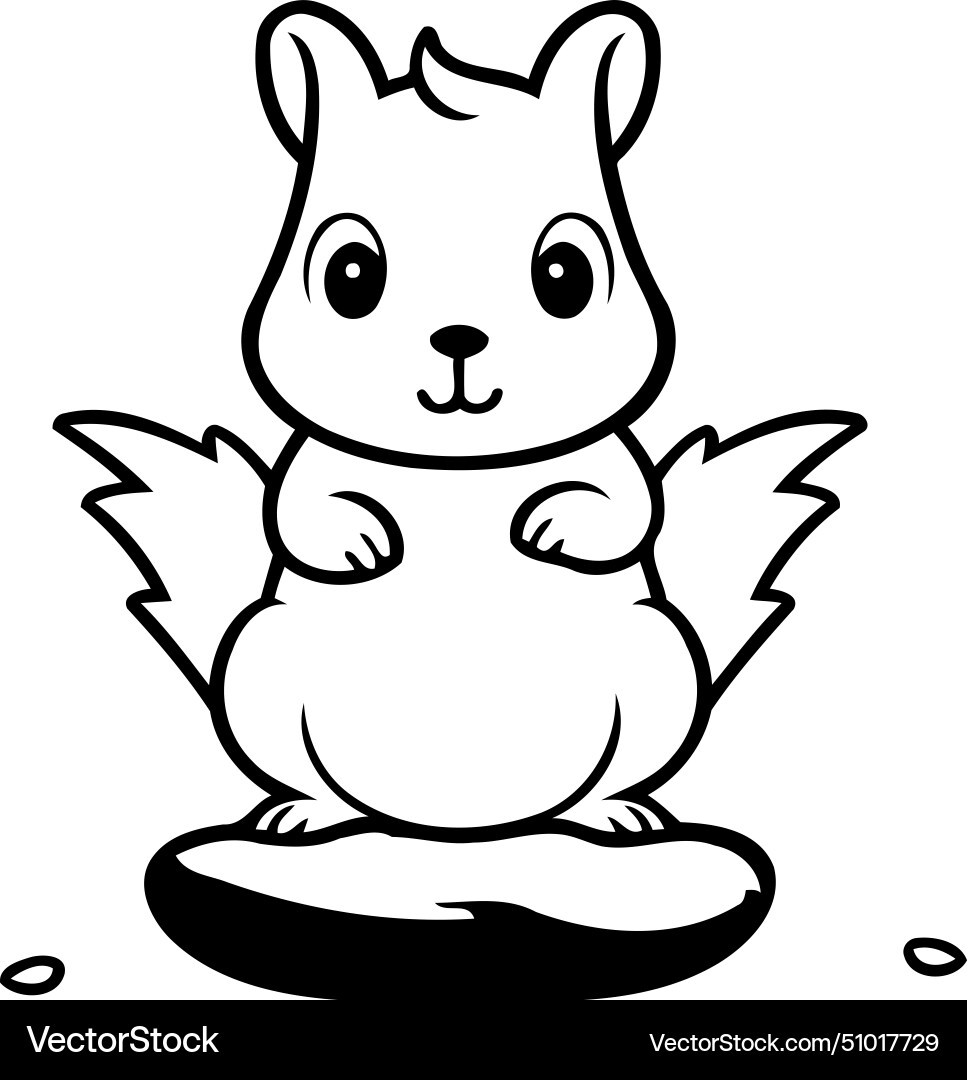 Cute squirrel sitting on the rock cartoon Vector Image