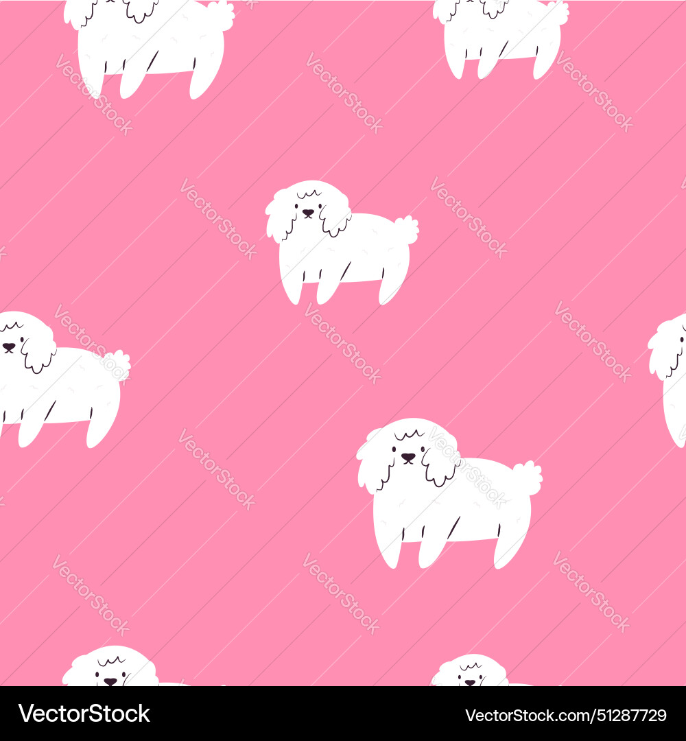 Funny seamless pattern with cute maltese dogs Vector Image