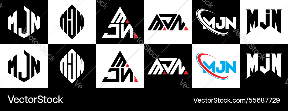 Mjn letter logo design in six style polygon Vector Image