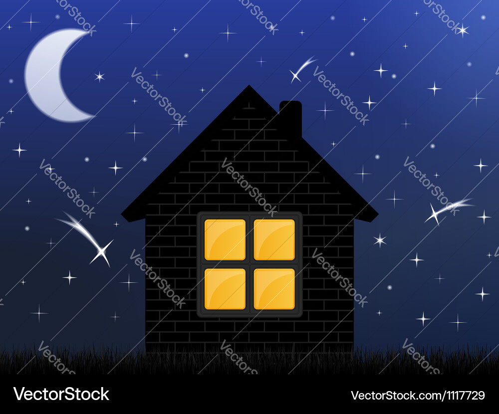 Night sky and house Royalty Free Vector Image - VectorStock