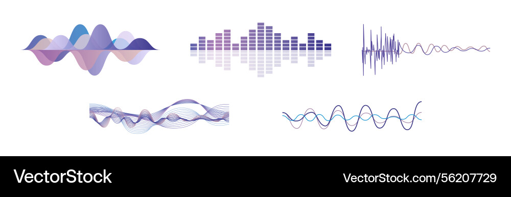 Sound waves and frequency audio waveform Vector Image