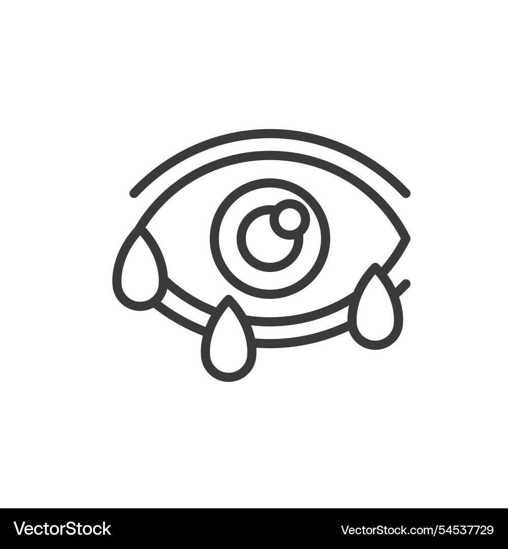 Watery eyes icon in line design tears Royalty Free Vector